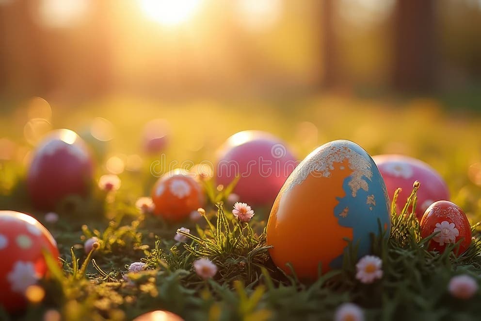 Easter Sparkle: Celebrating with Colorful Reflections Stock ...