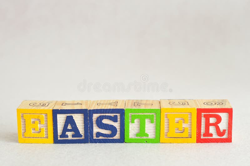 Easter Spelled with Alphabet Blocks Stock Photo - Image of childhood ...