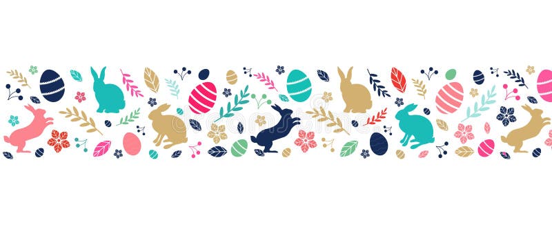 Easter Spring Border with Rabbits Stock Vector - Illustration of nature ...