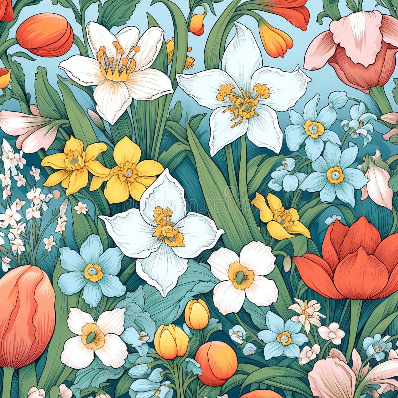 Easter Spring Floral Design Pattern Holiday Time Stock Illustration ...