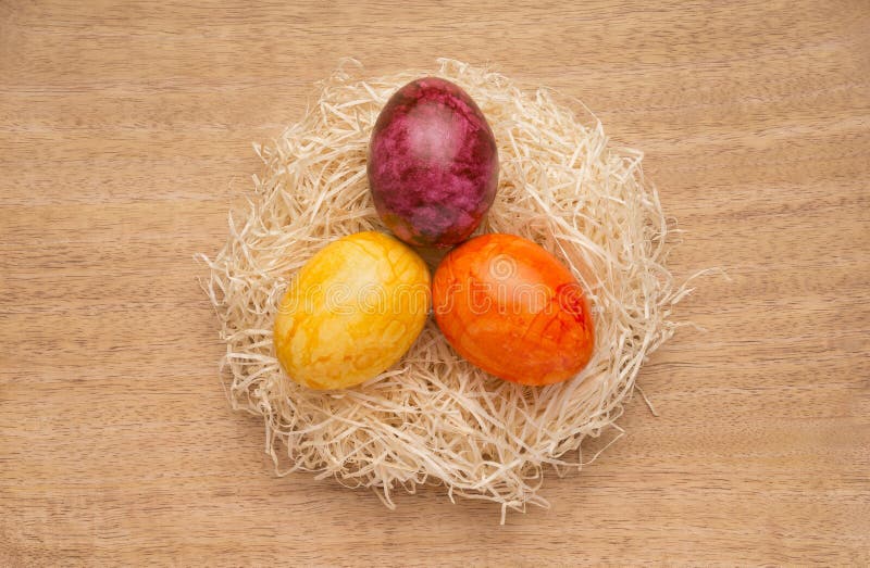 Easter or Spring Themed Background with Colored Eggs Stock Photo ...