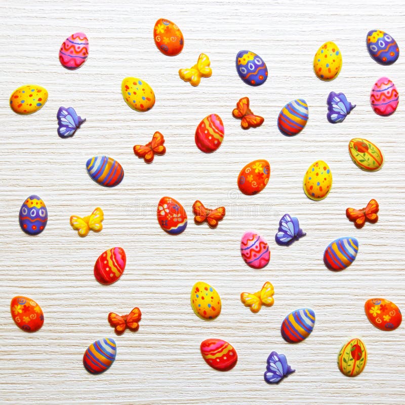 Easter Square Background with Small Multicolored Stickers of Egg Stock ...