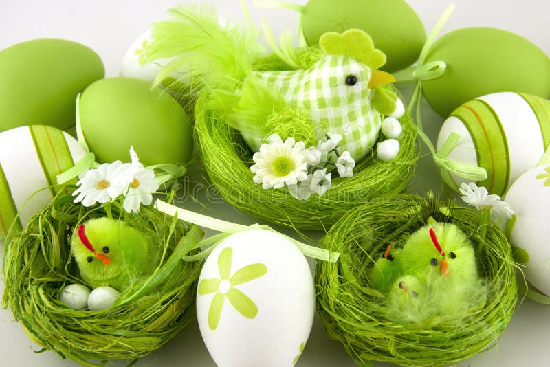 Easter Still Life with Chicken Stock Photo - Image of feathers ...