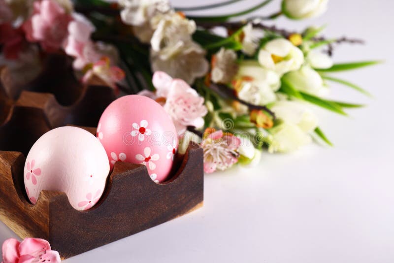Easter Still Life Decor Eggs Stock Image - Image of greeting, flowers ...