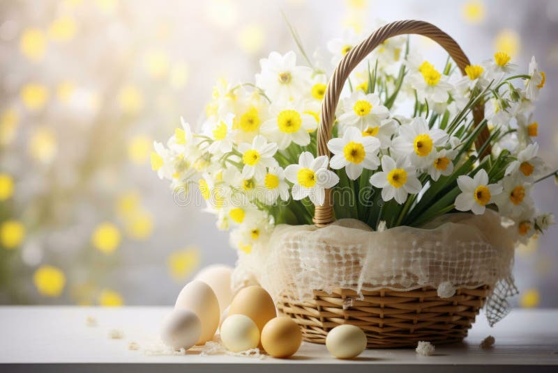 Easter Still Life with Eggs Daffodils in a Basket Easter Still Life ...