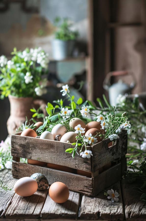 Easter Still Life Eggs in a Garden Stock Illustration - Illustration of ...
