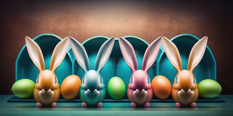 Easter Sunday, Bright Easter Eggs with Cute Bunny Ears Stock ...