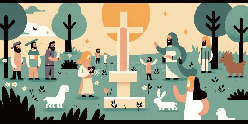 Easter Sunday. Easter Vector Illustration. Cave. Empty Tomb of Jesus ...