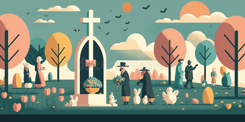 Easter Sunday. Easter Vector Illustration. Cave. Empty Tomb of Jesus ...