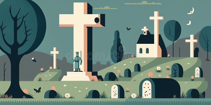 Easter Sunday. Easter Vector Illustration. Cave. Empty Tomb of Jesus ...