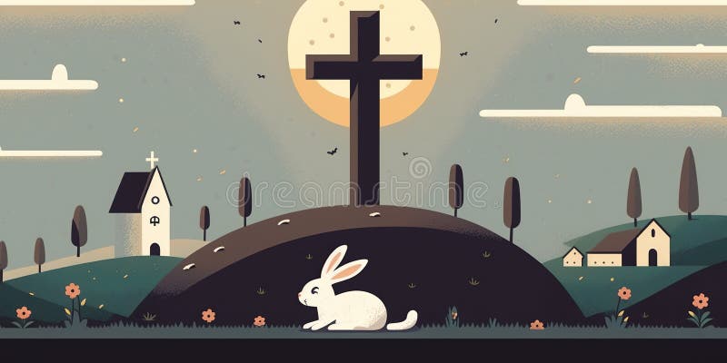 Easter Sunday. Easter Vector Illustration. Cave. Empty Tomb of Jesus ...