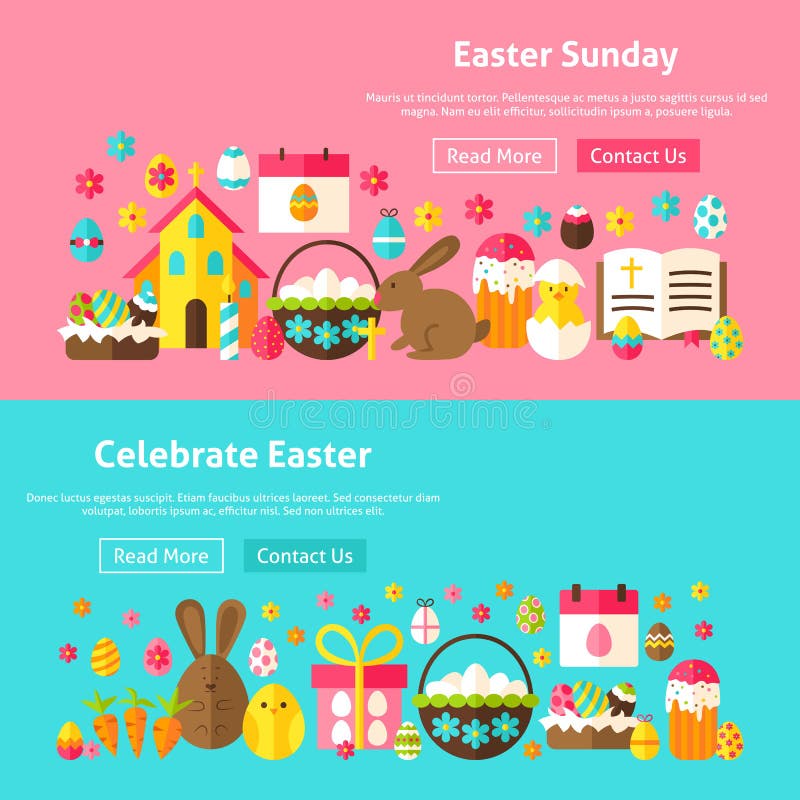 Easter Sunday Website Banners Stock Vector - Illustration of april ...