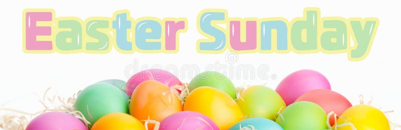 Easter Sunday - Wide Banner - Spring Multicolour Text & Easter Eggs ...