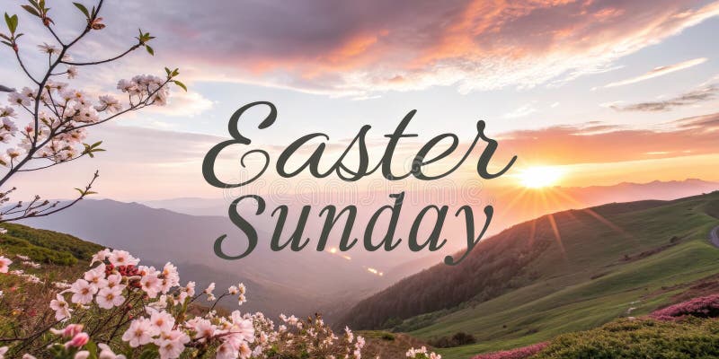 Easter Sunrise Over Blooming Mountains Stock Photo - Image of blooming ...