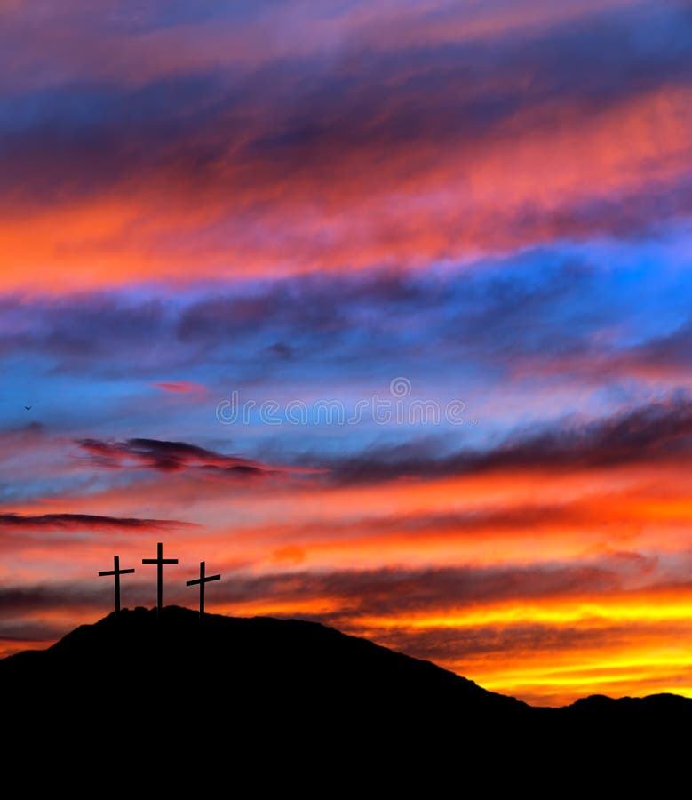 Easter Sky with Crosses - Sunrise, Sunset Stock Image - Image of cross ...