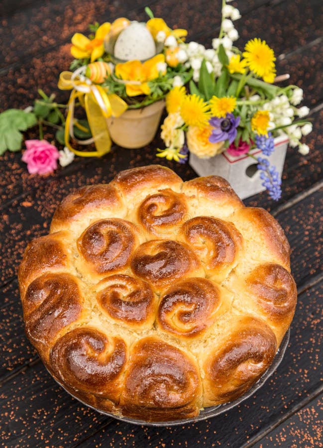 Easter sweet bread stock image. Image of flowers, eating - 69819013