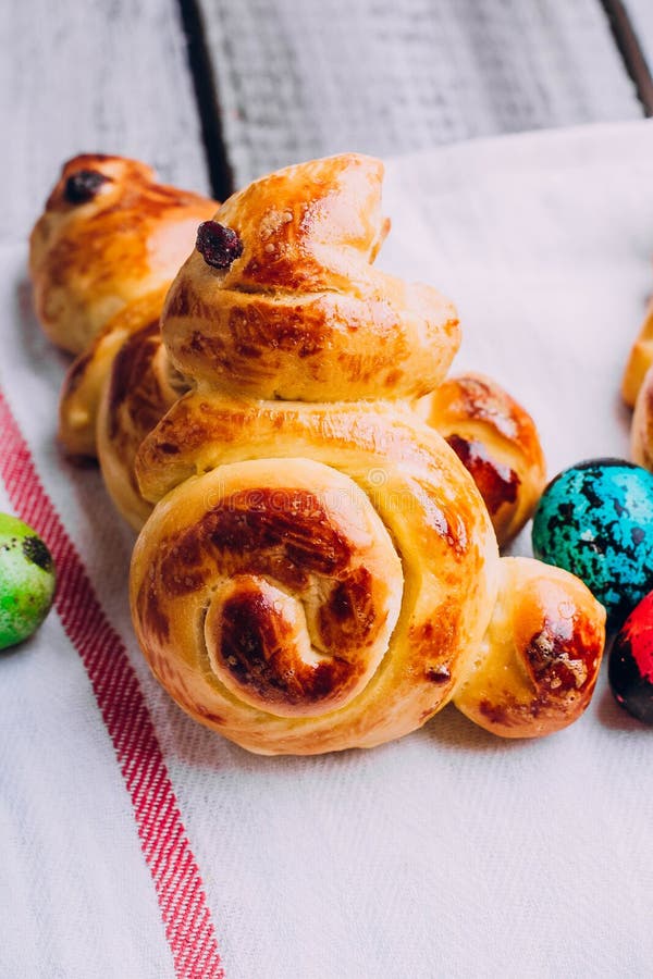 Easter Sweet Pastries in Shape of Rabbit or Bunny. Food Easter Bakery ...