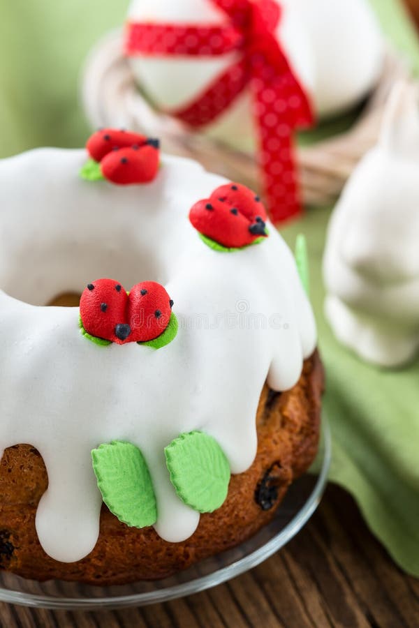 Russian Easter Cake with Glace Icing and Decoration Stock Photo - Image ...