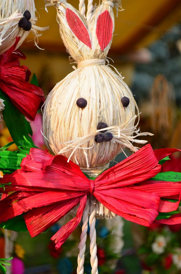 Easter Symbol. Bunny Made from Straw. Stock Image - Image of ...