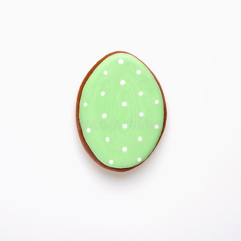Easter Symbol Light Green Gingerbread Egg Isolated on White. Top View ...