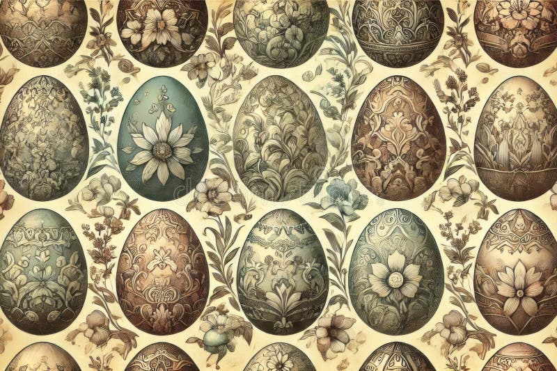 Vintage Easter Egg Seamless Pattern with Lace Motifs Stock Illustration ...