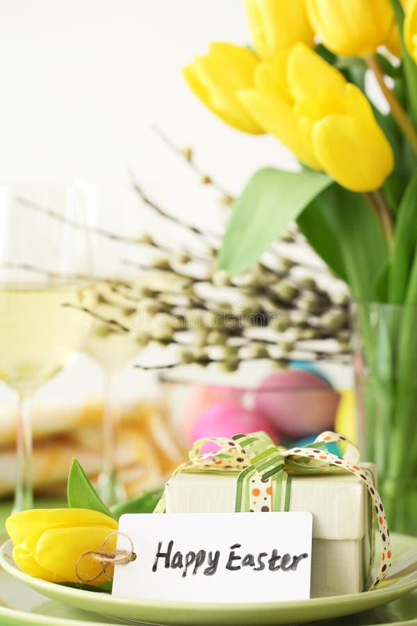 Happy Easter! Serving for the Easter Table, in the Yellow Decor. Stock ...