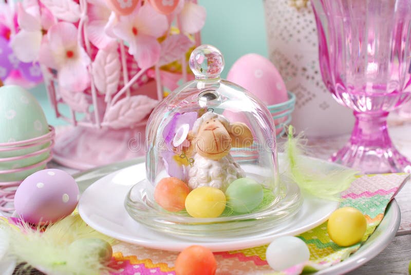 Easter Table Decoration in Pastel Colors Stock Photo - Image of holiday ...