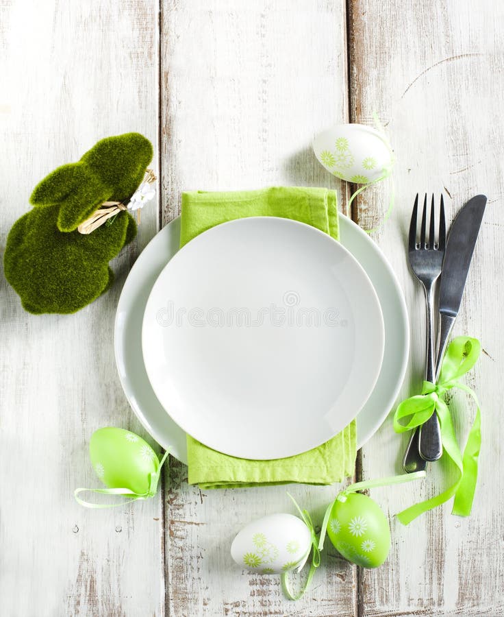 Easter Table Setting. Funny Chickens from Eggs Served on the Easter ...