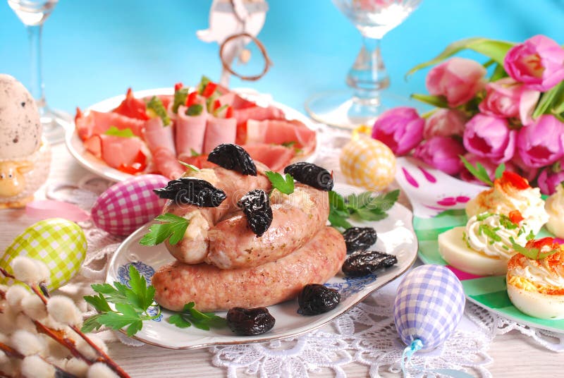 Easter Table with Traditional Dishes Stock Photo - Image of lunch ...