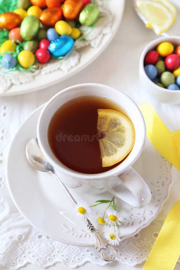 Easter Tea Drink with Colorful Drops Stock Photo - Image of green, glad ...