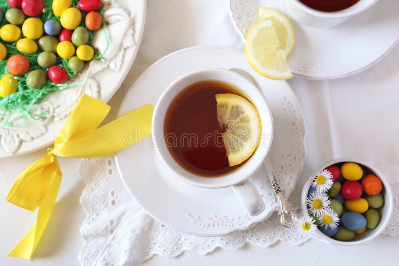 Easter Tea Drink with Colorful Drops Stock Image - Image of beverage ...