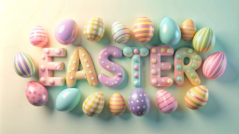 Easter Text Effect Pastel 3D Easter Greeting with Decorative Eggs and ...