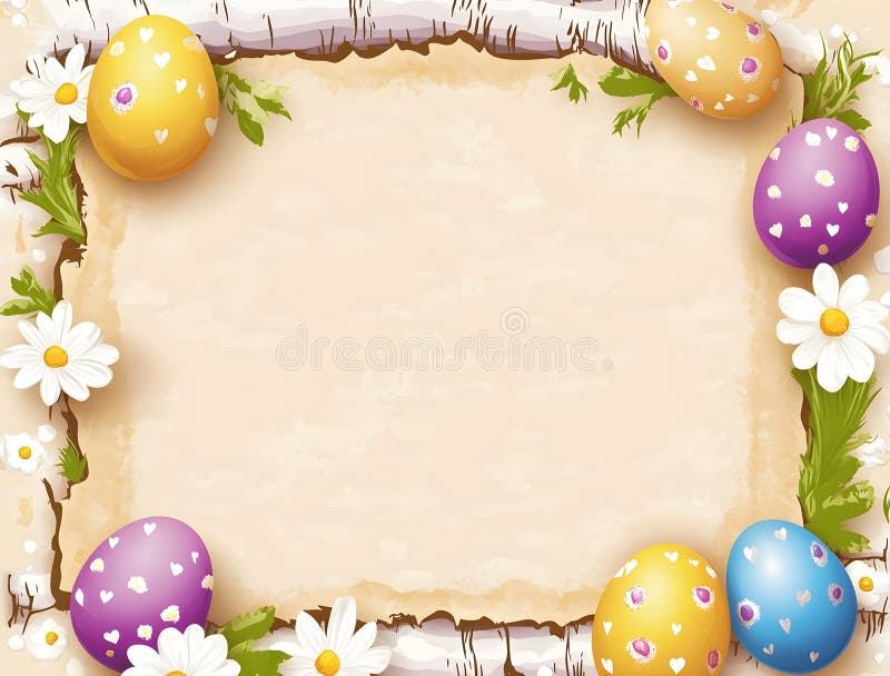 Easter Egg & Flower Paper Background Stock Illustration - Illustration ...