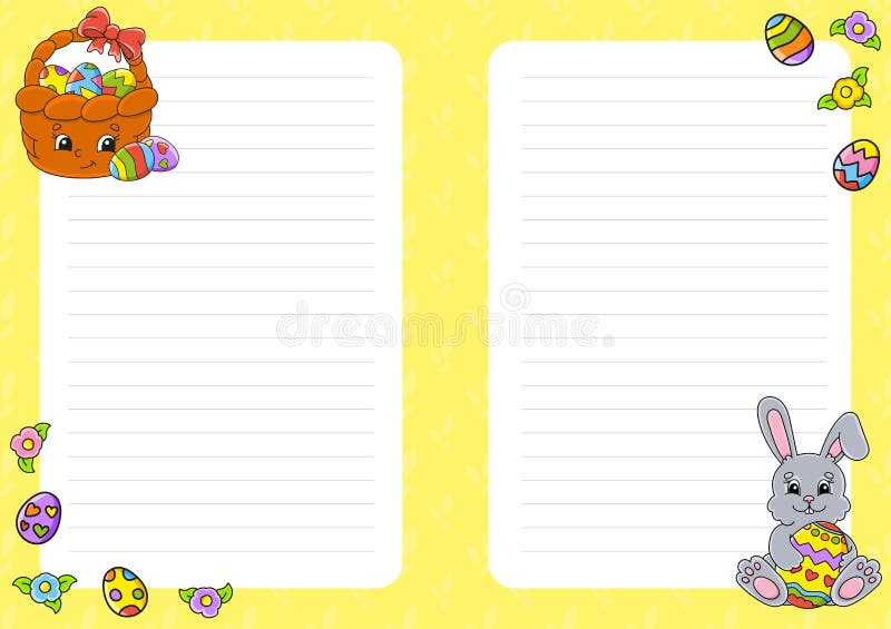Sheet Template for Notebook, Notepad, Diary. Lined Paper. Cute ...