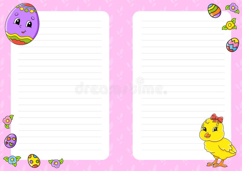 Sheet Template for Notebook, Notepad, Diary. Lined Paper. Cute ...