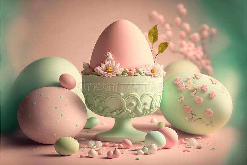 Easter Theme in Pastel Colours with Easter Eggs. Stock Image - Image of ...