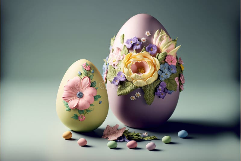 Easter Theme in Pastel Colours with Eggs and Flowers. Stock ...