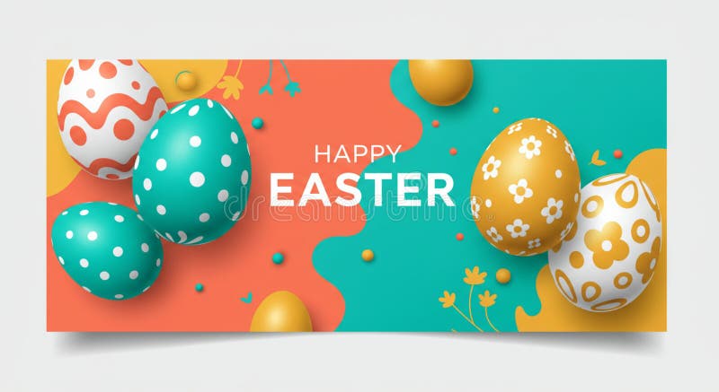 Easter-themed Banner Featuring Decorated Eggs on a Colorful Background ...