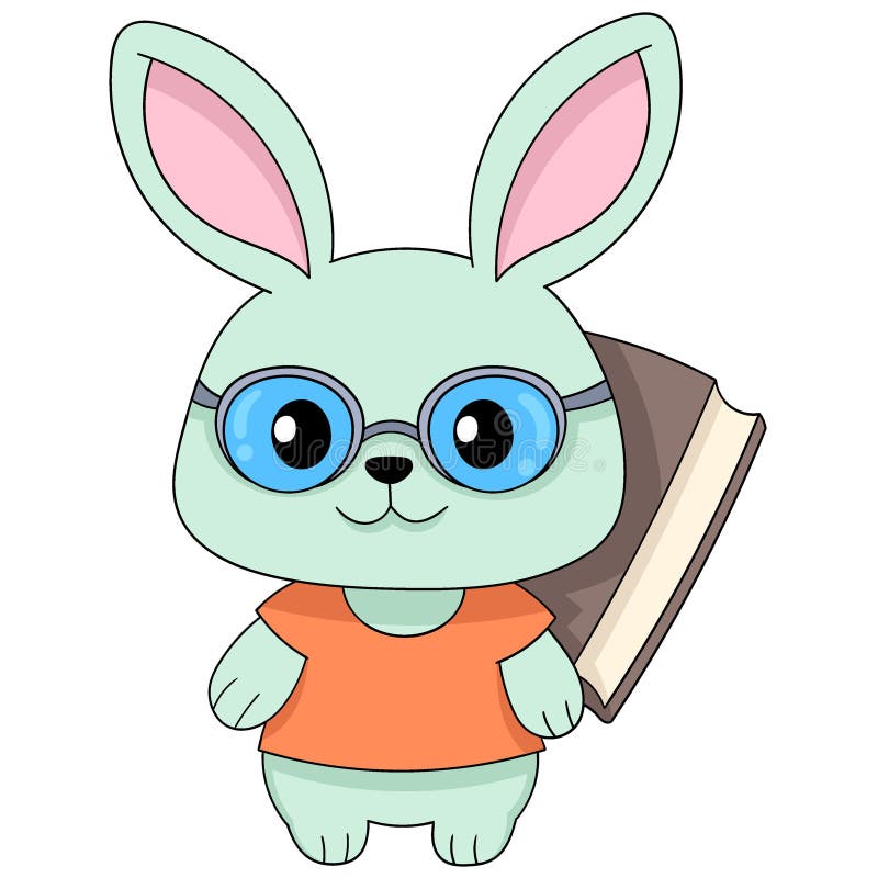 Easter-themed Cartoon Doodle Illustration, Rabbit Student Carrying a ...