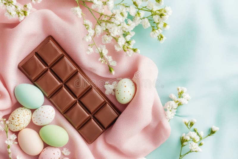 Easter-themed Chocolate Bar Mockup Featuring Festive Eggs and Pastel ...