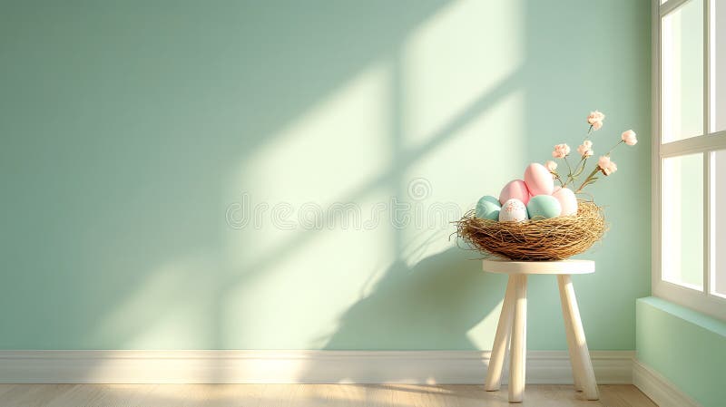 Easter-Themed Wall Design Interior Mockup Stock Illustration ...
