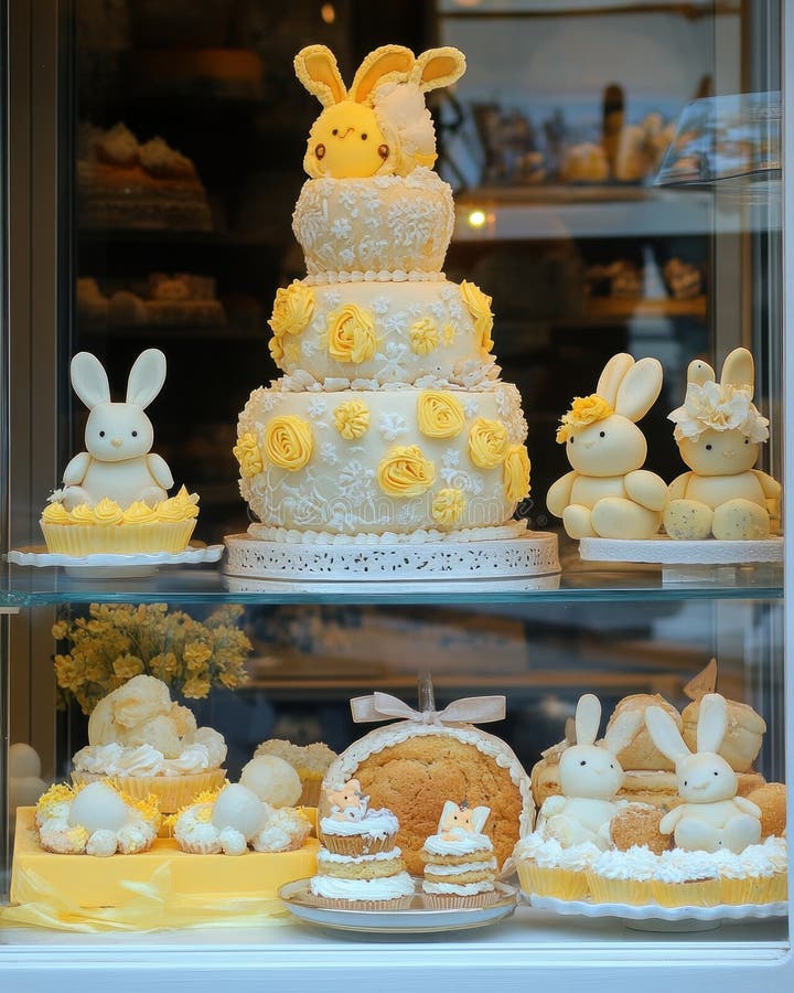 Bakery Easter Window Display with Yellow and White Colors Stock ...
