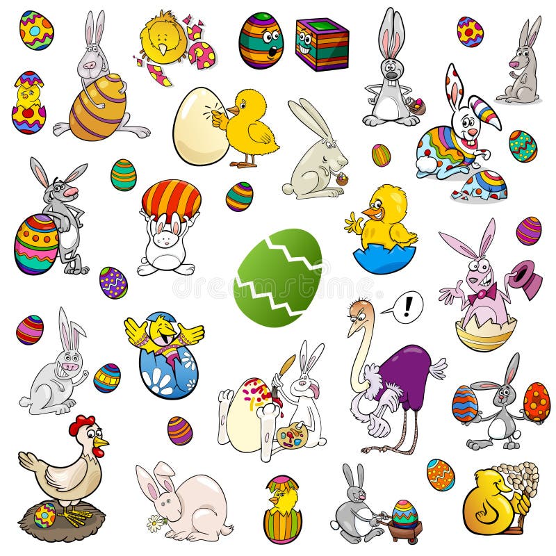 Easter themes cartoon set stock vector. Illustration of celebration ...