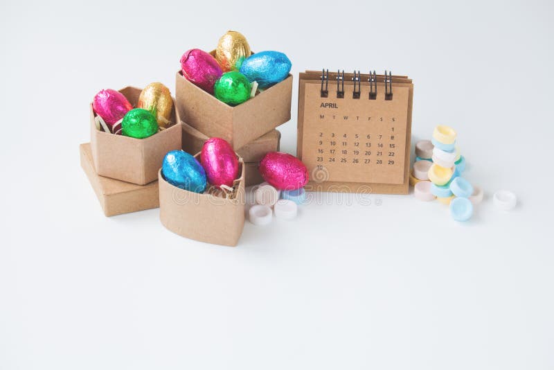 Easter Time Concept with Calendar Copy Space Down Stock Image - Image ...
