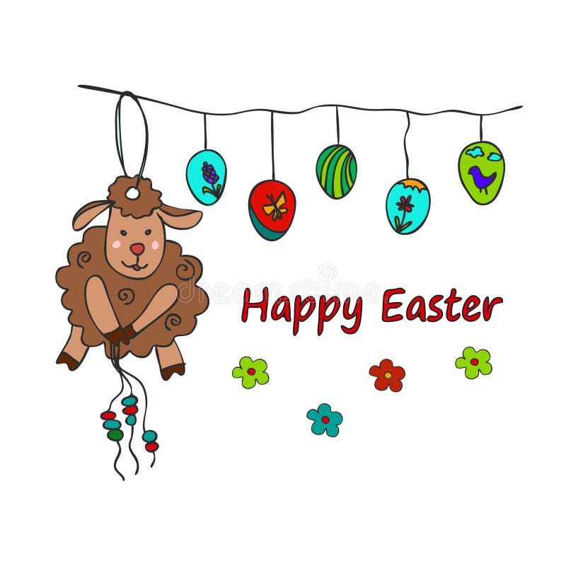 Easter Traditional Symbols Card. Easter Doodle. Stock Vector ...