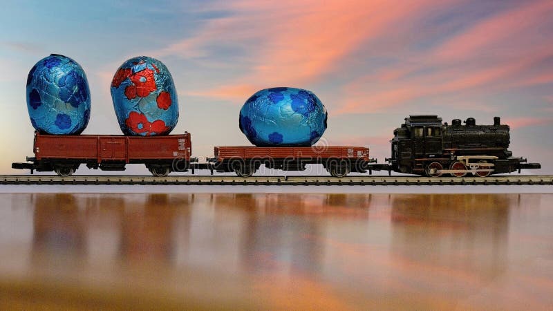 Easter Train Bringing Candy Eggs Stock Illustration - Illustration of ...