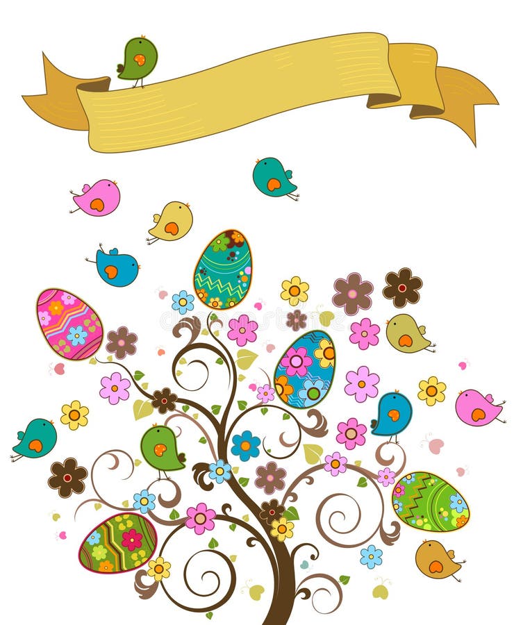 Easter tree stock vector. Illustration of chicks, nature - 13134664