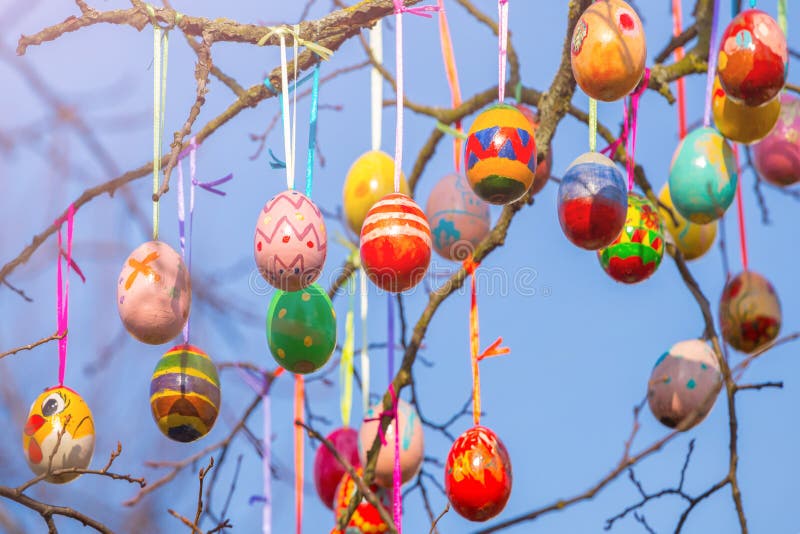 Easter Tree Branch with Eggs Stock Photo - Image of baby, bright: 110676672