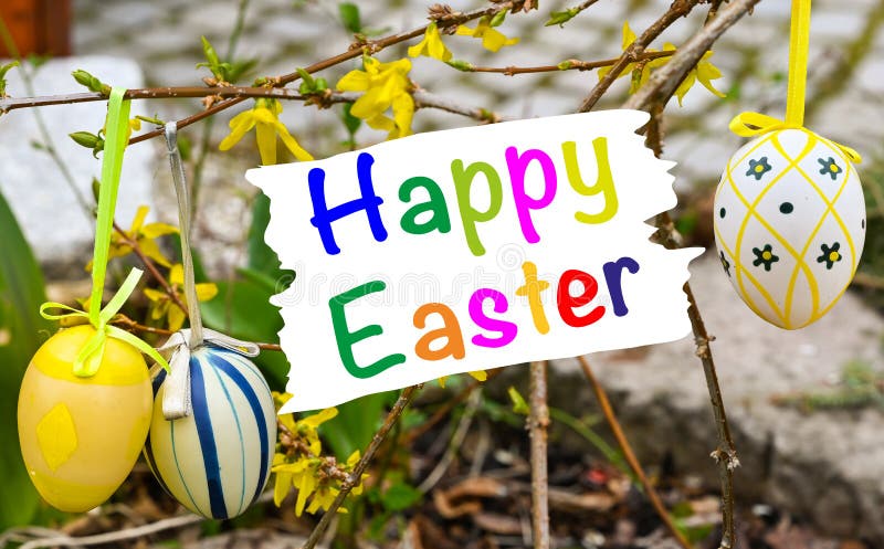 Easter Tree Decorated with Colorful Easter Eggs. Germany Europe Stock ...