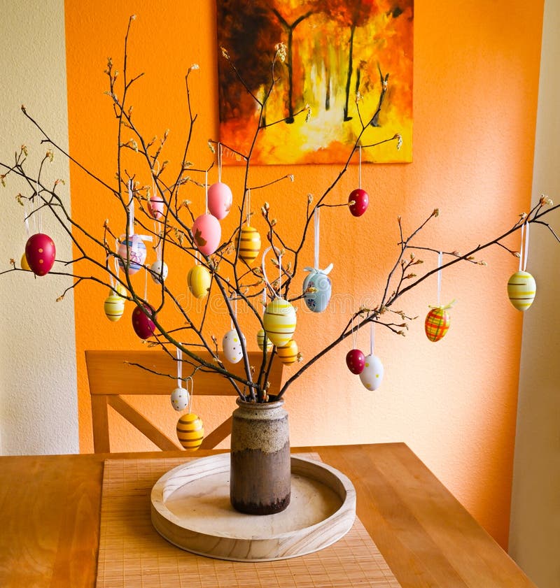 Easter Tree Decorated with Colorful Easter Eggs. Germany, Europe Stock ...